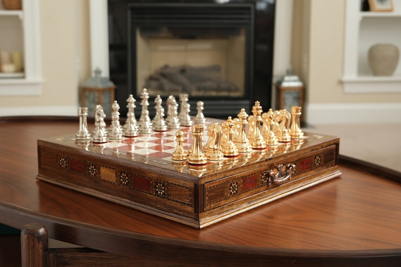 Luxury Chess Board With Storage, Handmade Wooden Chess Set ...