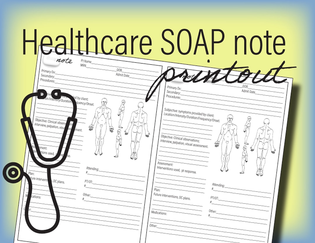 SOAP Note Template for Healthcare. PDF Download File - Etsy