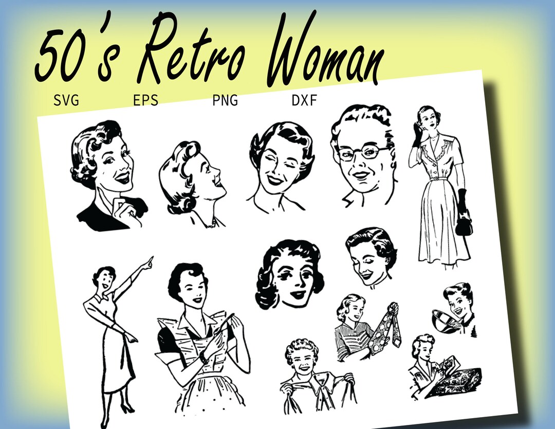 50's Retro Woman, Svg, Eps, Png, Dxf - Etsy Canada
