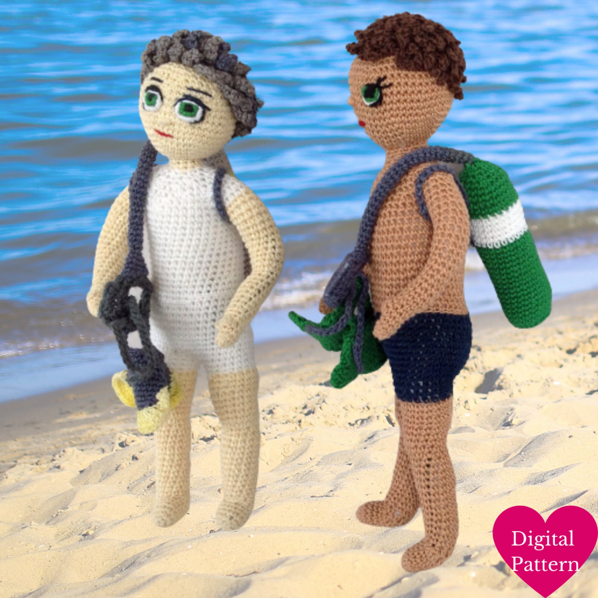 Doll Scuba Diver Play Set, Crocheted PATTERN Scuba Gear Play Set for ...