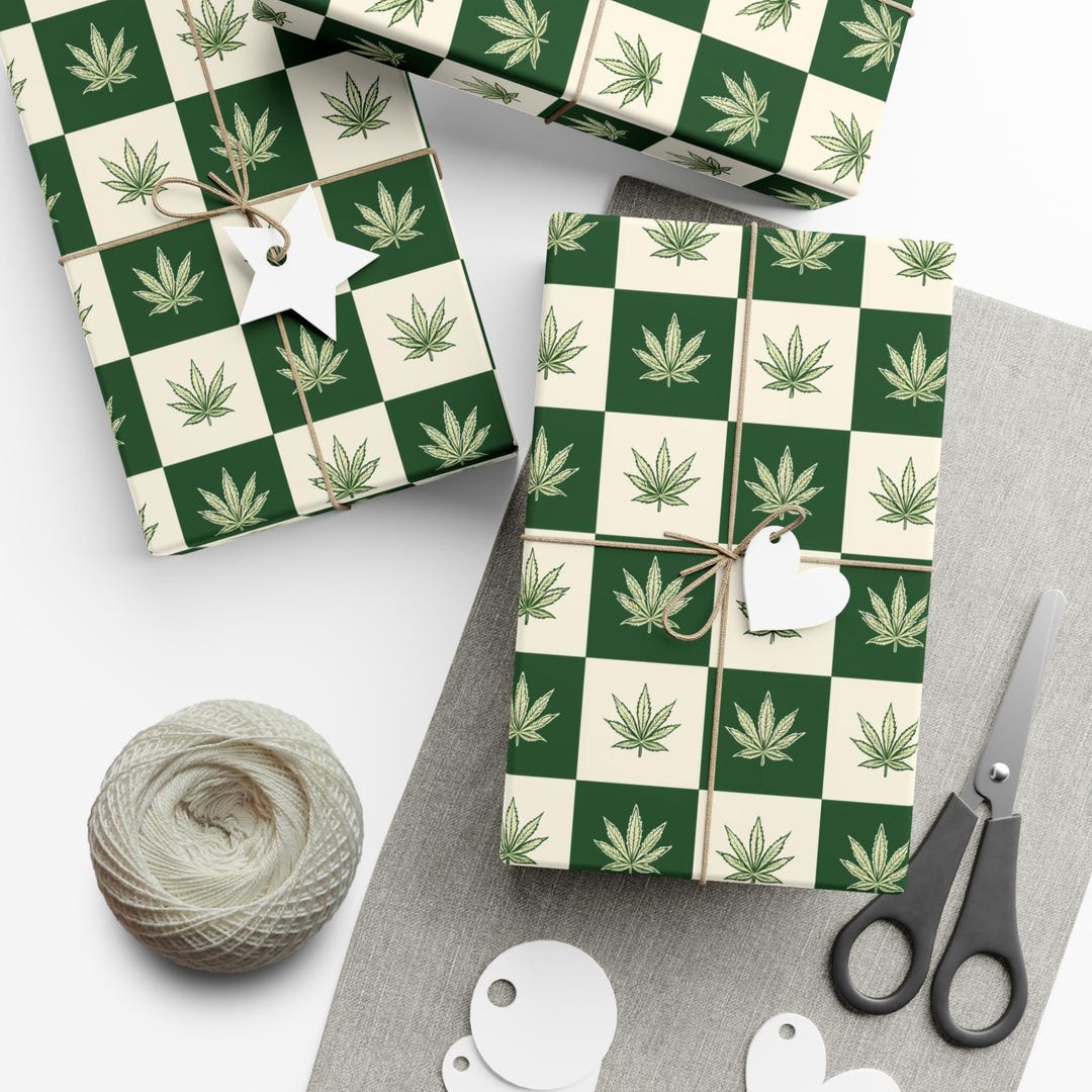 Leaf It to Me Marijuana Themed Wrapping Paper Perfect for High-spirited ...