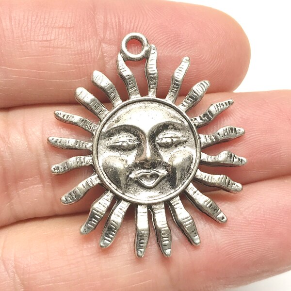 Sun Face Pendant - Etsy