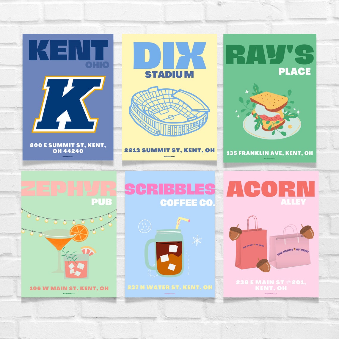 CUSTOM College Wall Art, College Town Print, Dorm Room Decor, Dorm ...