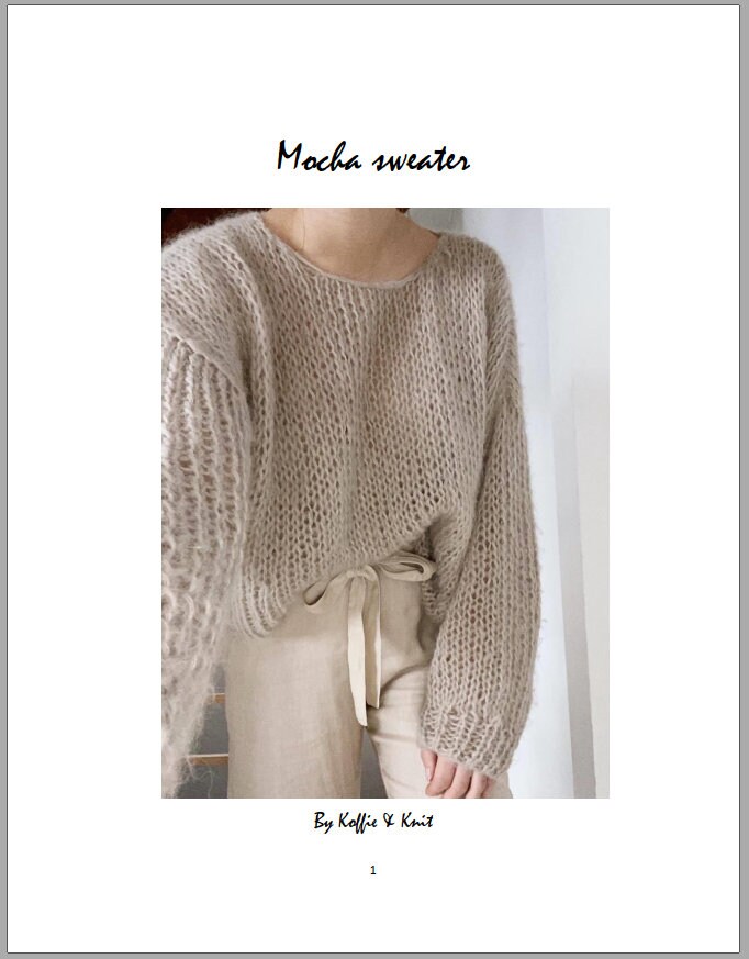 KNITTING PATTERN English "cozy Mocha Sweater" Oversized Mohair Sweater ...