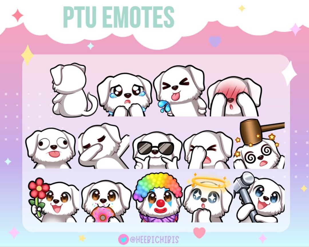 White Dog Twitch Emotes: Two Eye Colors (14 P2U) - Etsy