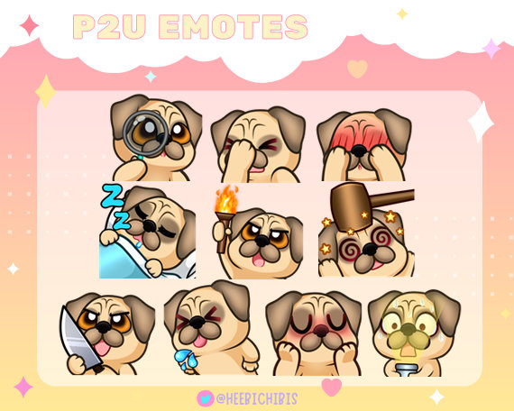 10 Pug Twitch Emotes Pack 4 - Etsy
