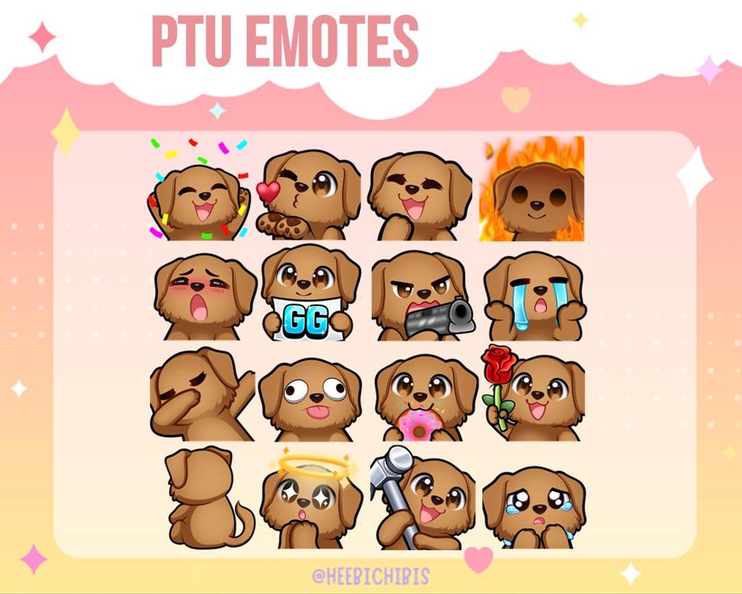 Red Retriever Dog Twitch Emotes - 16 Chibi Dogs | Graphics for ...