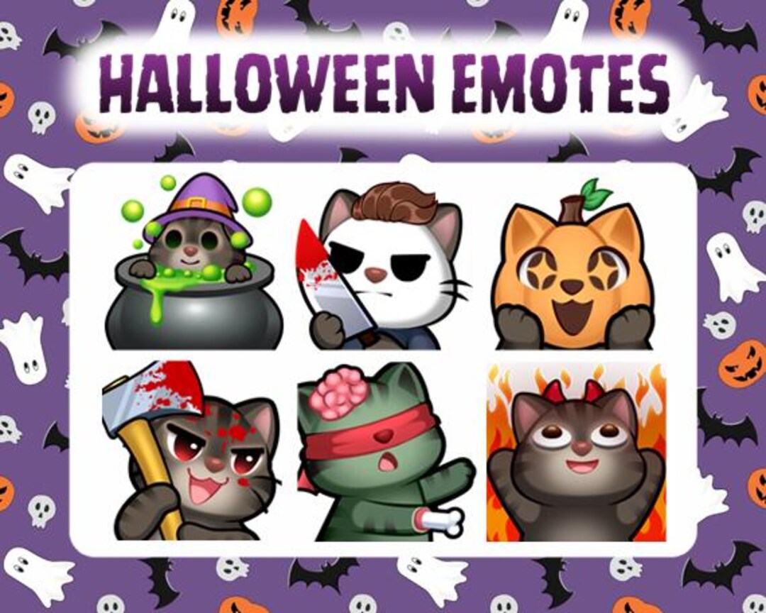 6 Brown Tabby Cat Halloween Emotes | 2024 - Etsy