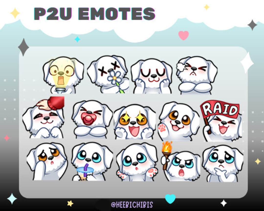 13 White Dog Twitch Emotes in 2 Eye Colors - Etsy