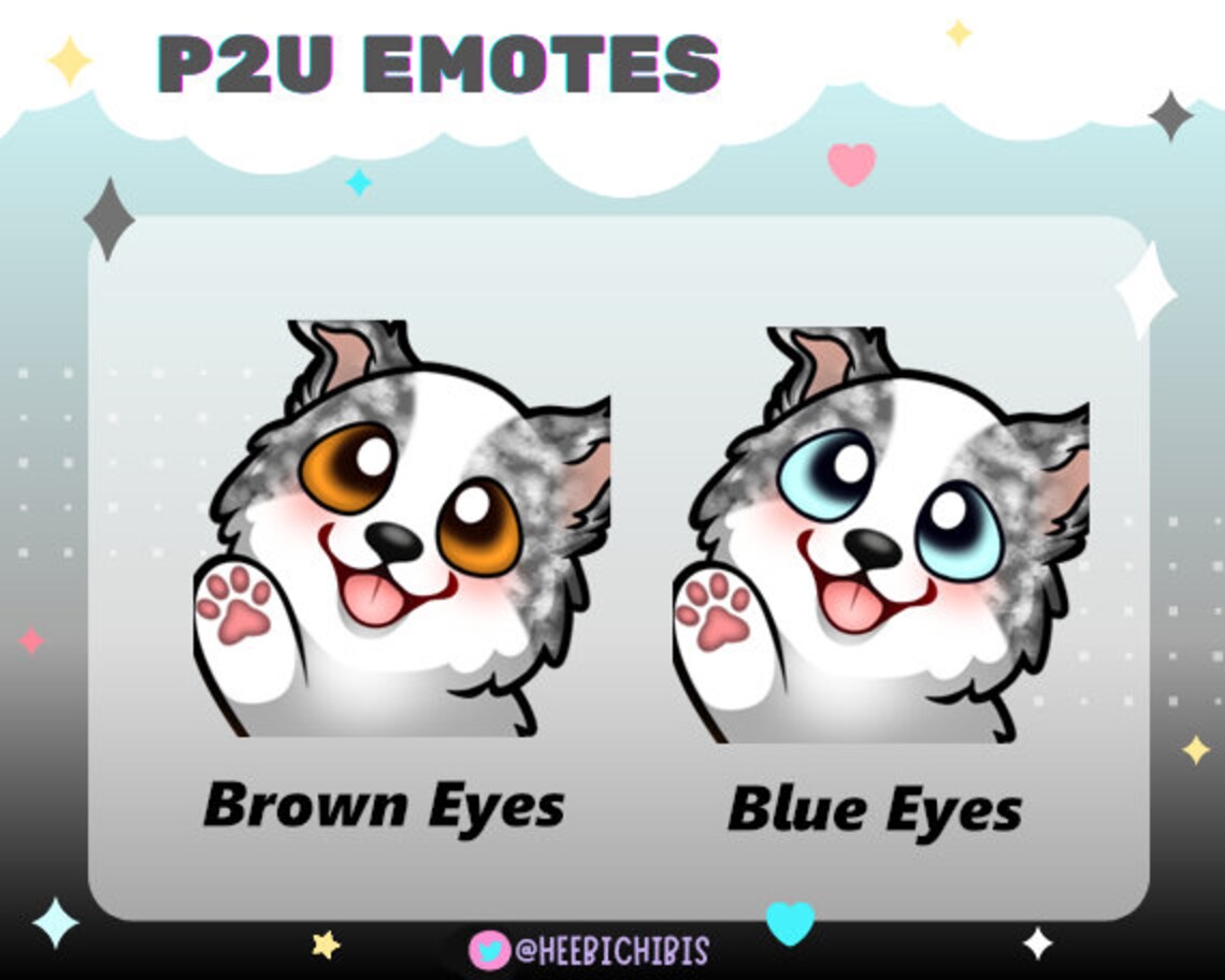 25 Blue Merle Border Collie Twitch Emotes in 2 Eye Colors | Pack 1 - Etsy