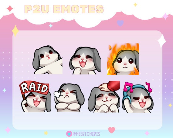 17 Floppy Gray White Bunny Twitch Emotes in 2 Eye Colors Pack 2 - Etsy