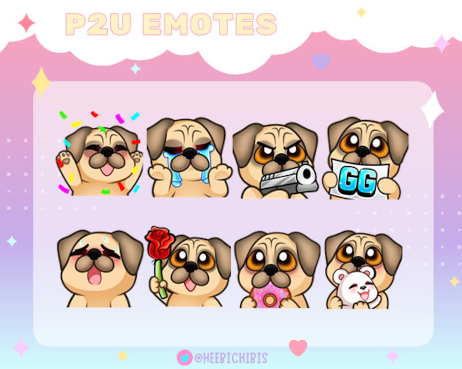 15 Pug Twitch Emotes Pack 2 - Etsy