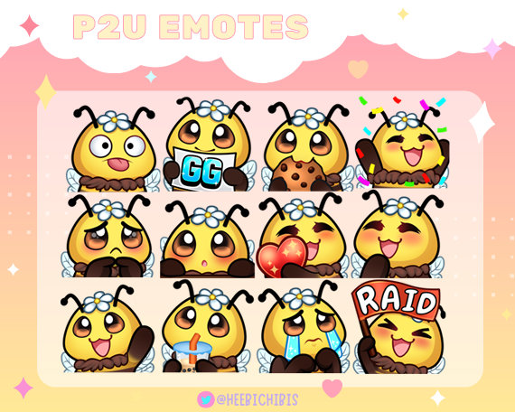 12 Bee Twitch Emotes With/without Flower | Pack 1 - Etsy