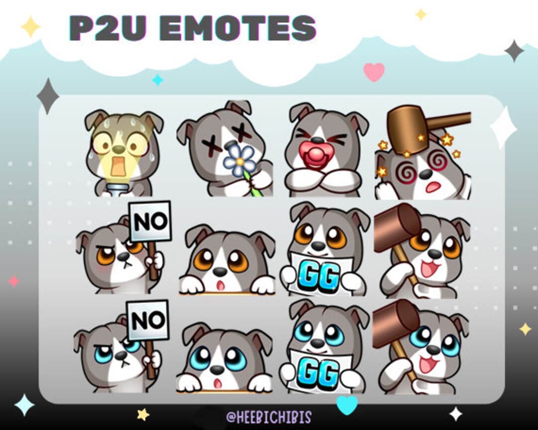 8 Pitbull Twitch Emotes in 2 Fur/eye Colors Pack 2 - Etsy