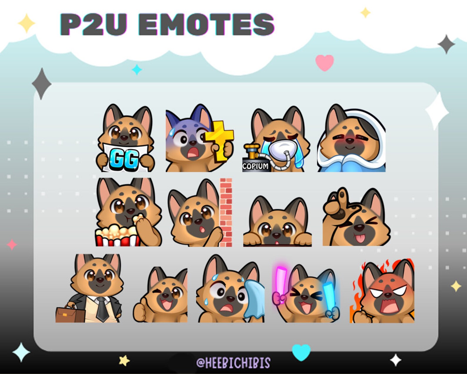 13 German Shepherd Twitch Emotes | Pack 3 - Etsy