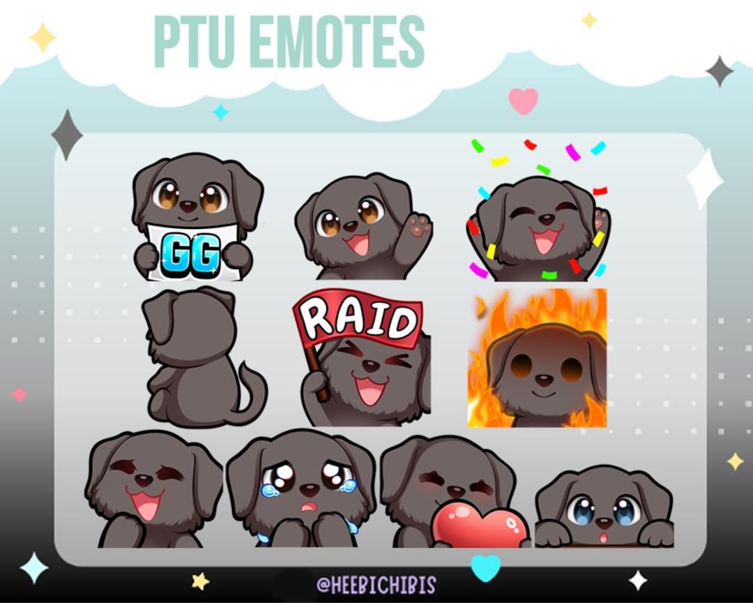 Black Dog Twitch Emotes- 10 Chibi Dogs - 2 Eye Colors | Streamer ...