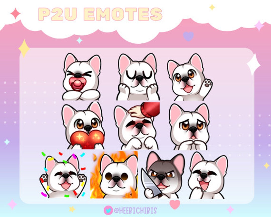 10 White French Bulldog Twitch Emotes - Etsy