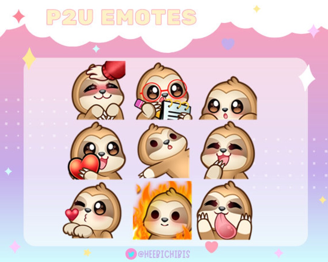 18 Sloth Twitch Emotes - Pack 2 - Etsy