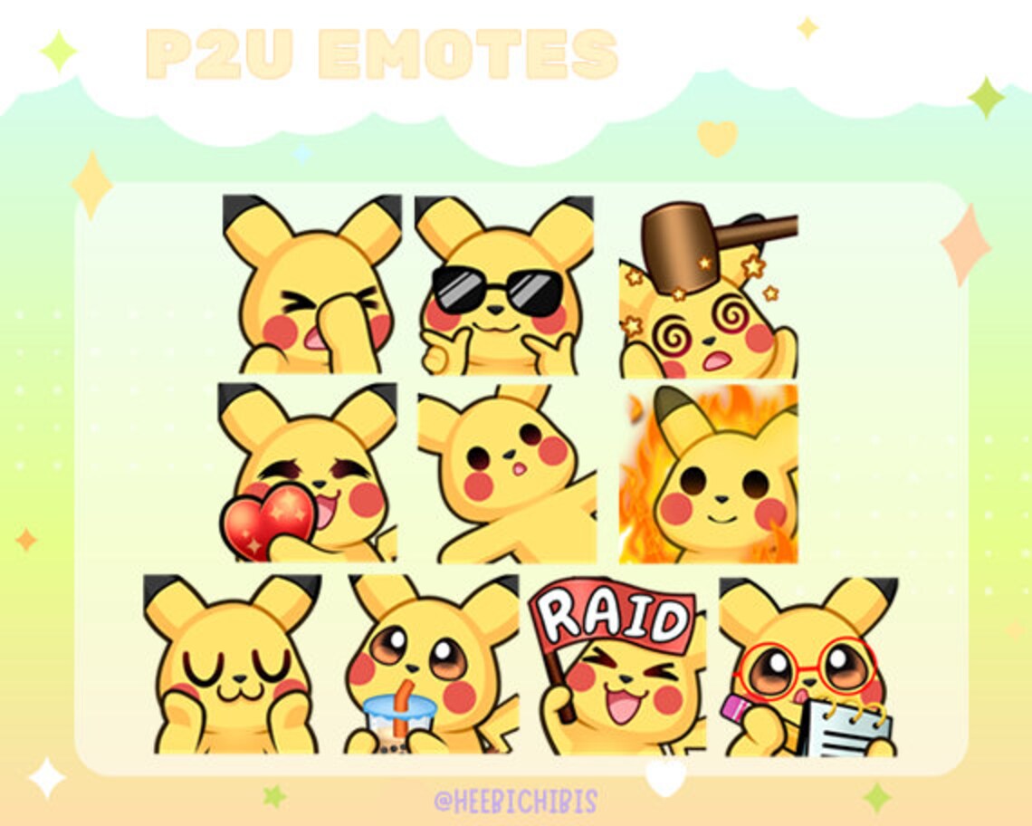 10 Pikachu Twitch Emotes Pack 1 - Etsy