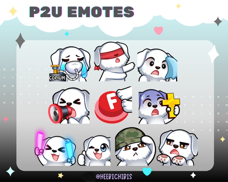 10 White Dog Emotes in 2 Eye Colors Pack 4 - Etsy