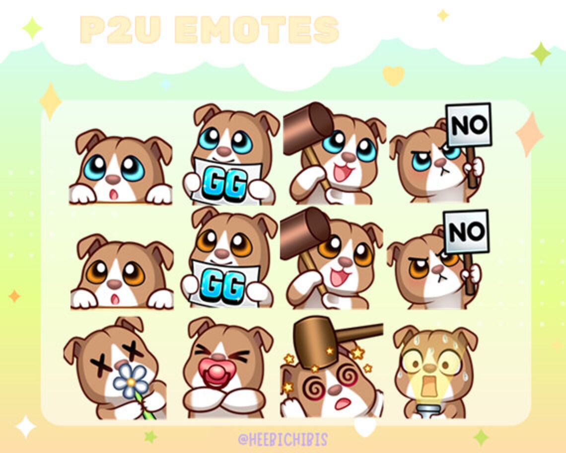 8 Pitbull Twitch Emotes in 2 Fur/eye Colors Pack 2 - Etsy