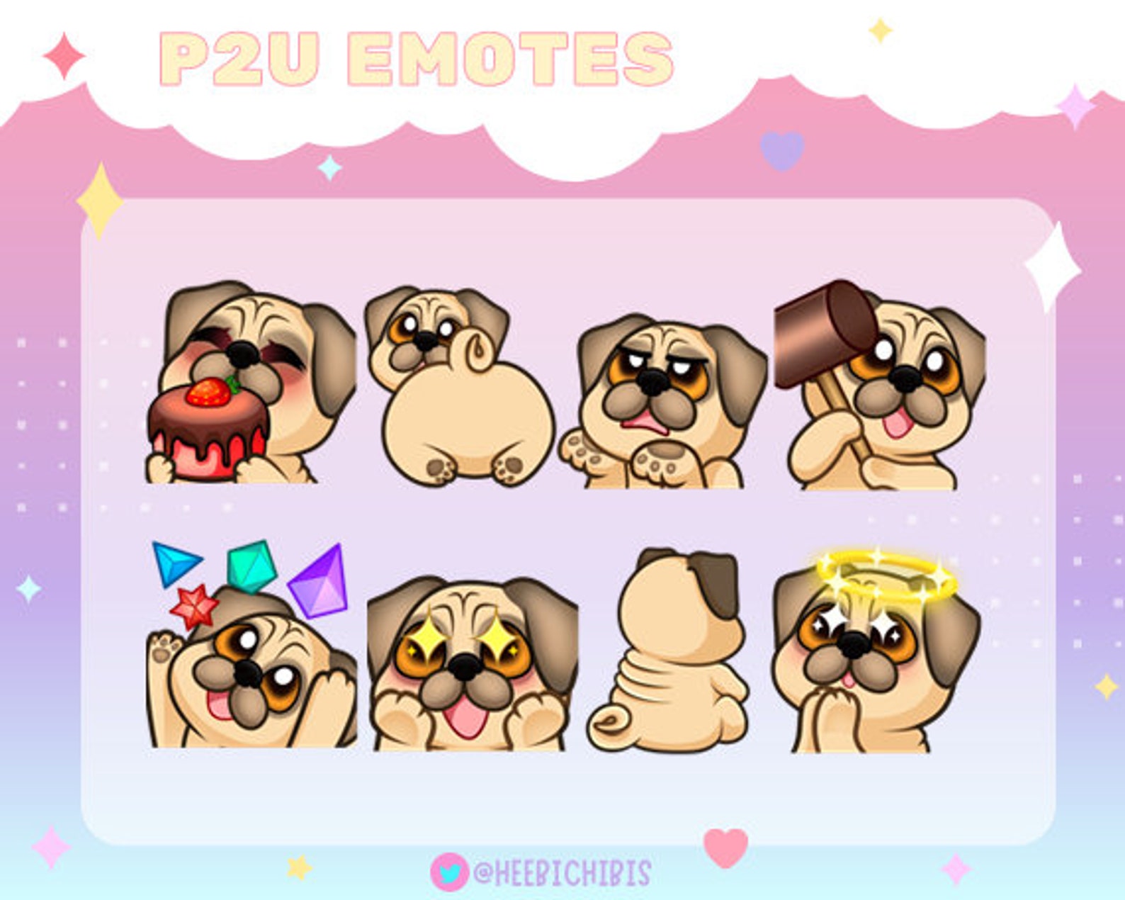 15 Pug Twitch Emotes Pack 1 - Etsy