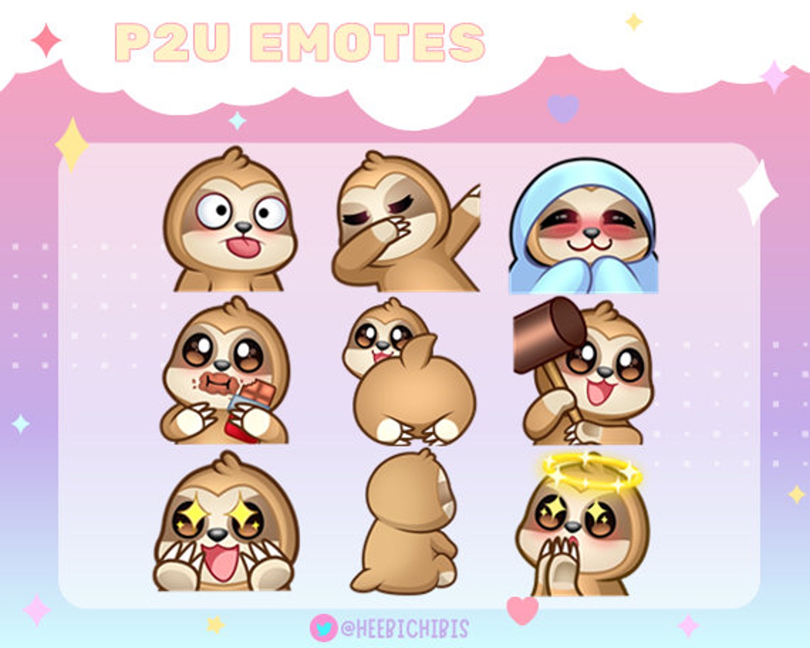 18 Sloth Twitch Emotes Pack 1 - Etsy UK