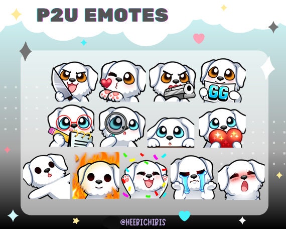 13 White Dog Twitch Emotes in 2 Eye Colors - Etsy