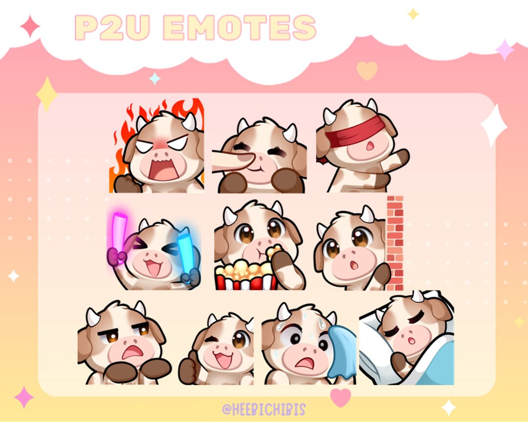 10 Brown Mocha Cow Twitch Emotes | Pack 1 - Etsy
