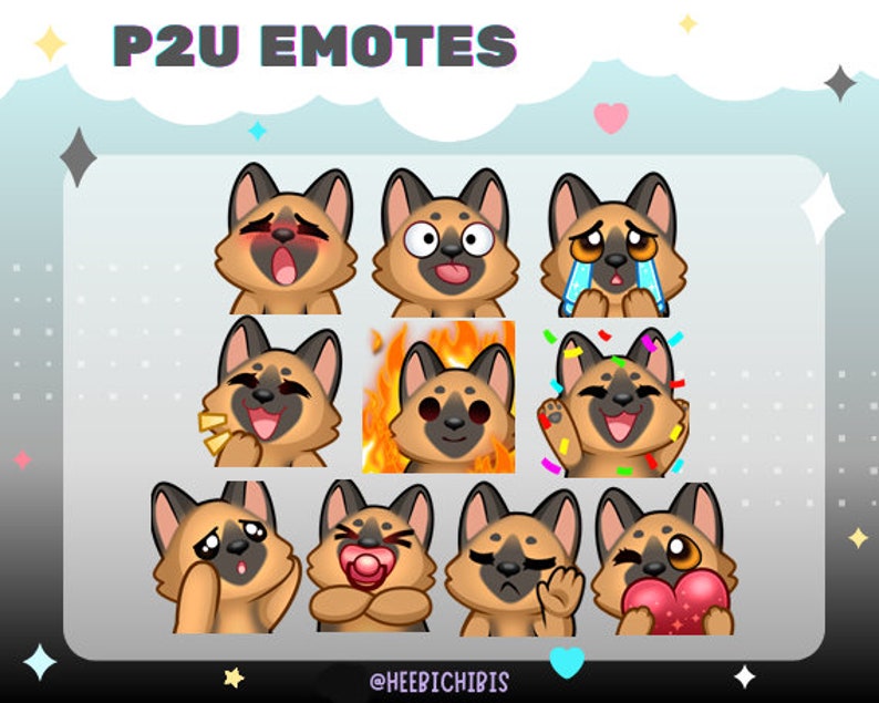 10 German Shepherd Twitch Emotes | Pack 2 - Etsy