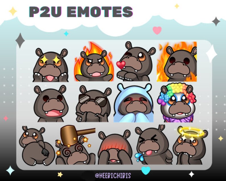 13 Hippo Twitch Emotes Pack 3 - Etsy Australia