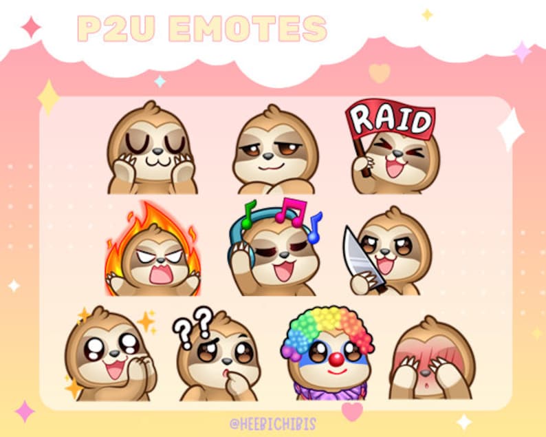 10 Sloth Twitch Emotes Pack 3 - Etsy