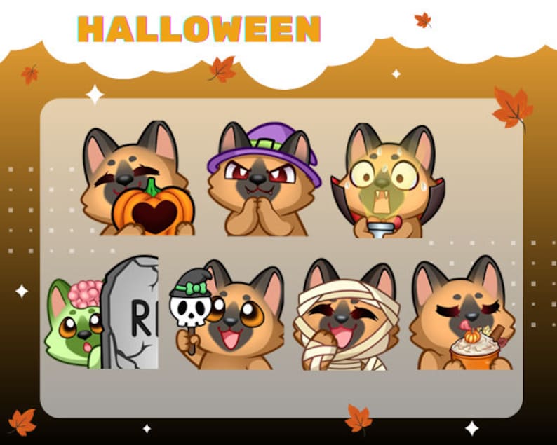 7 Halloween Pastor Alemán Twitch Emotes - Etsy México