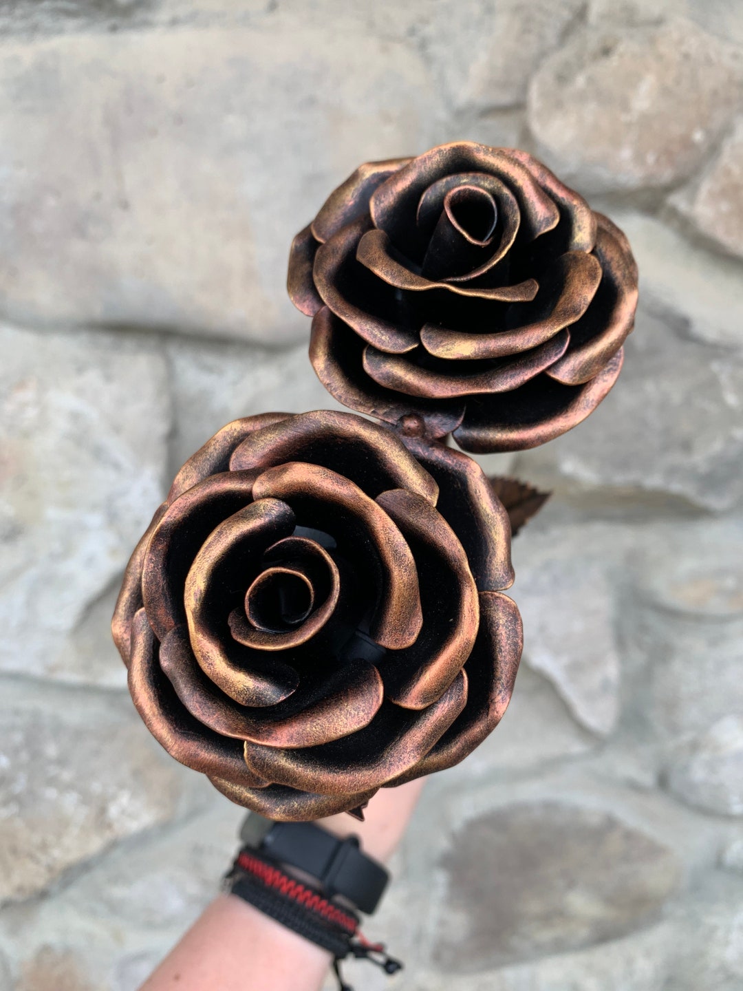 Bouquet of Two Gold and Copper Color Roses - Etsy