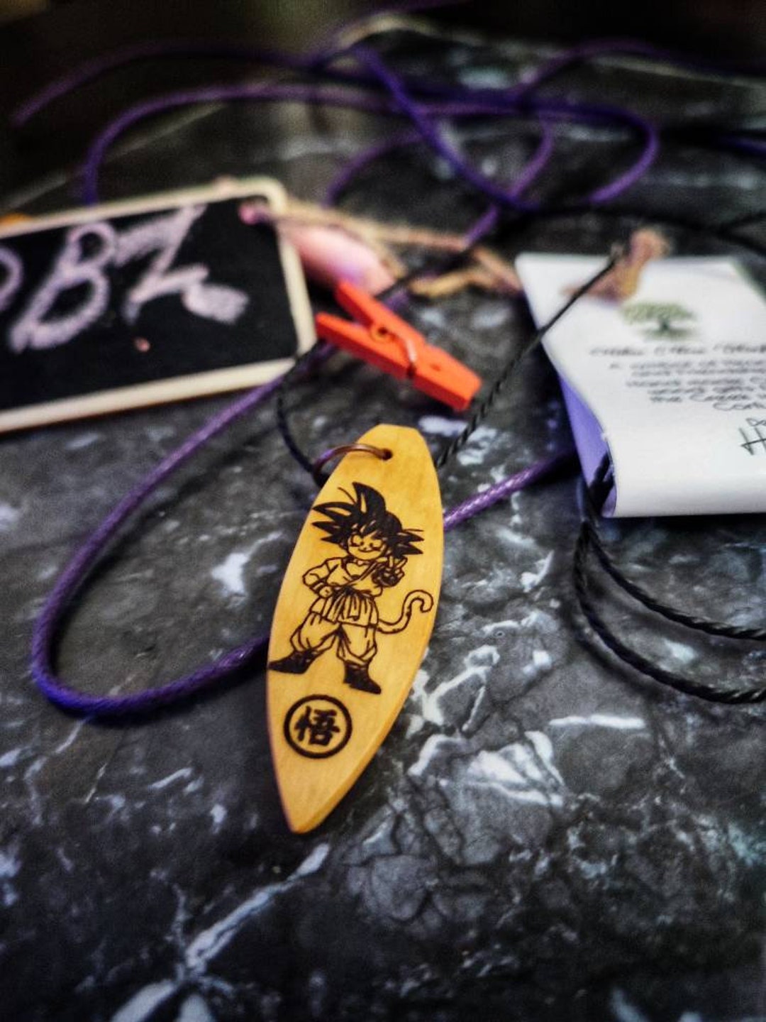 Dragon Ball Z Olive Wood Necklace Surfboard Shape Goku - Etsy