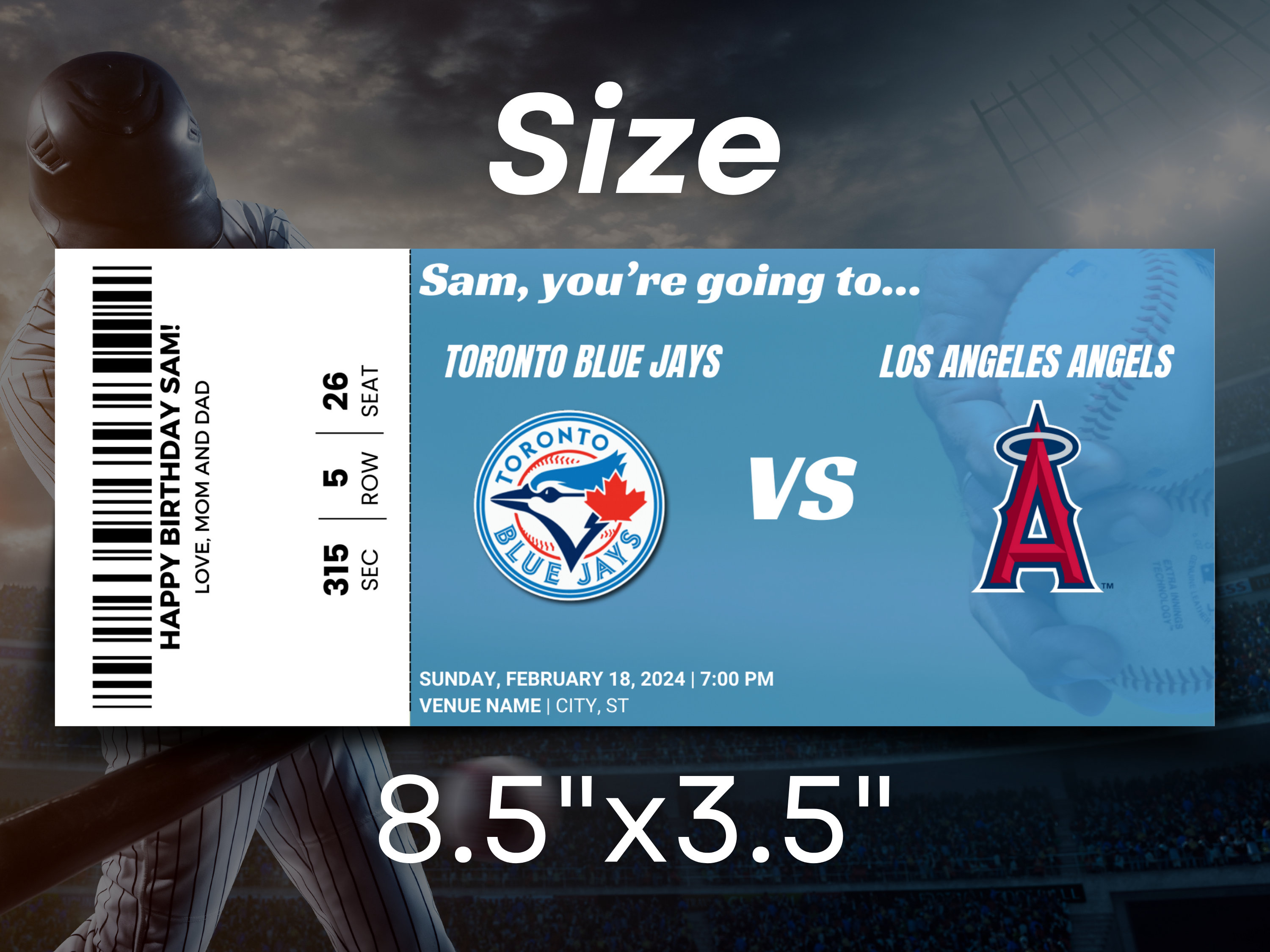 Toronto Baseball Ticket, Blue Jays Ticket, Baseball Surprise Ticket ...