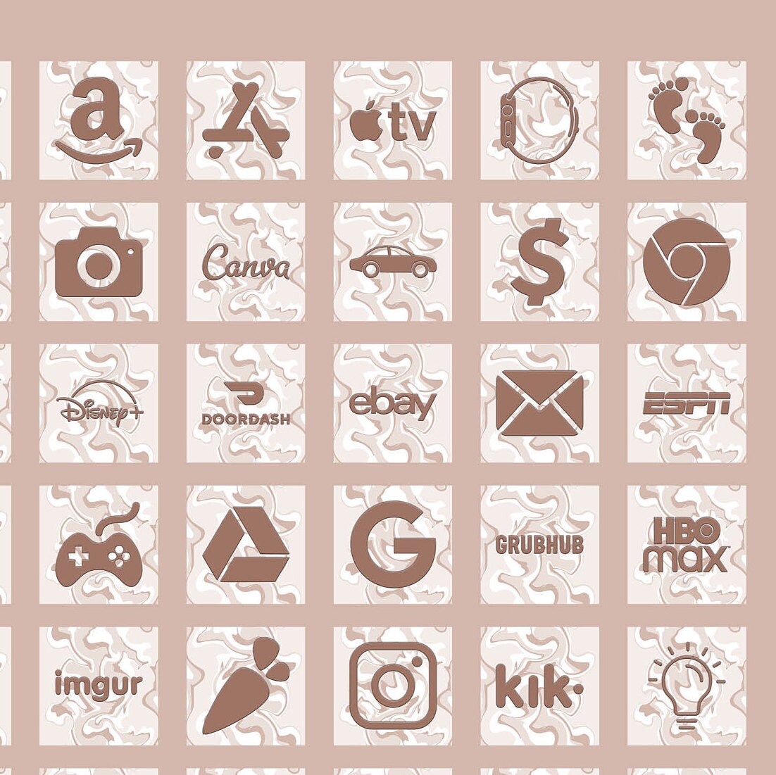 App Icons Rose Gold Marble IOS 14 App Covers IOS 14 Widgets 100 ...