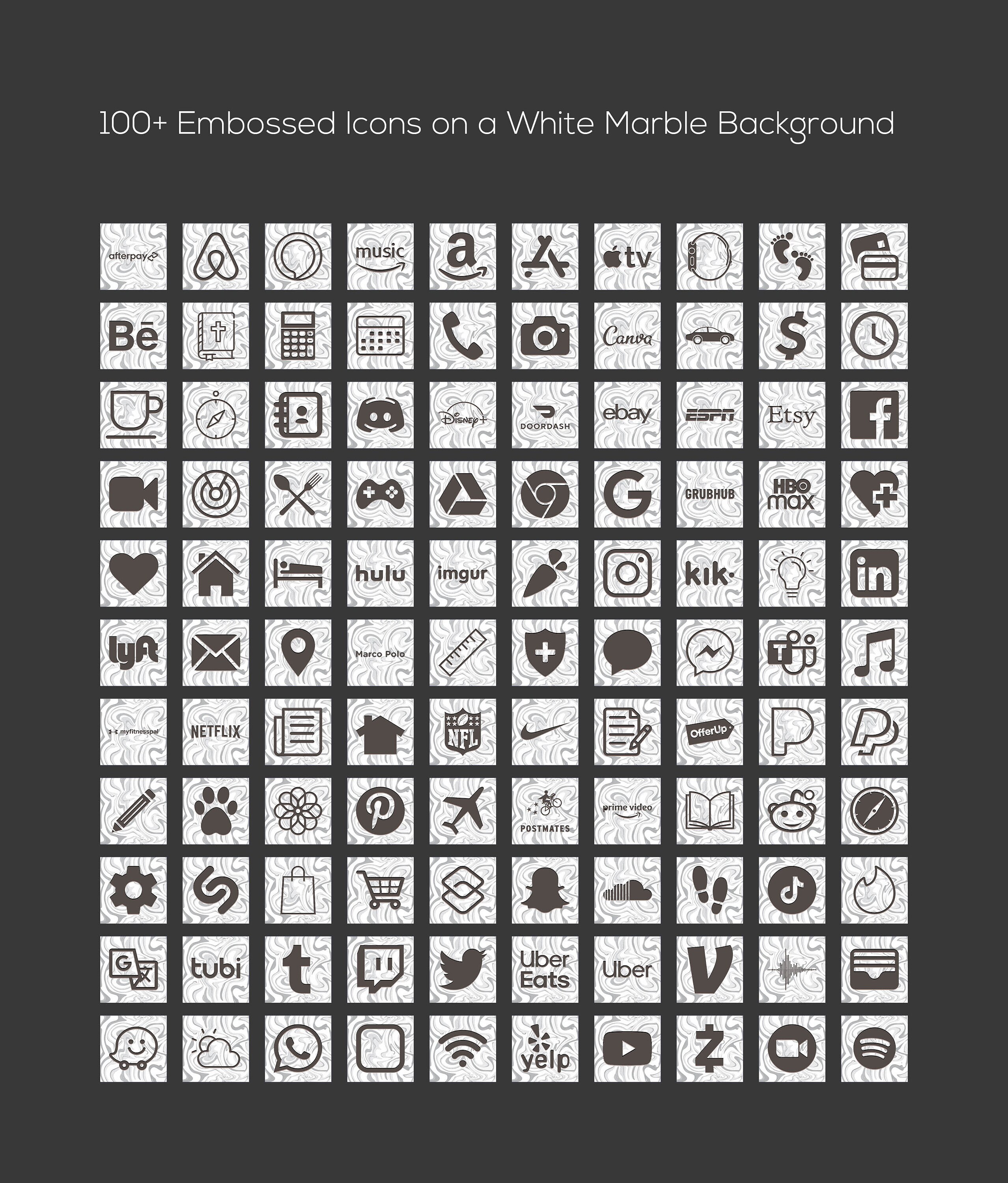 App Icons White Marble - IOS 14 App Covers - IOS 14 Widgets - 100+ Embossed White Marble Ios14 ...