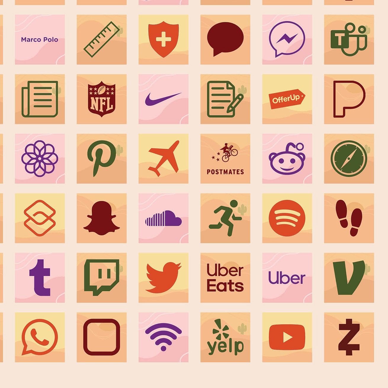 App Icons Desert Boho Aesthetic IOS 14 App Covers IOS 14 Widgets 100 ...