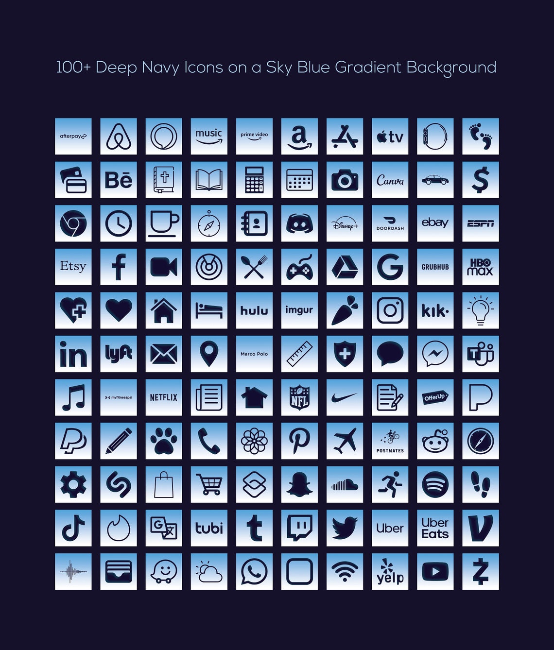 App Icons Sky Blue Gradient - IOS 14 App Covers - IOS 14 Widgets - 100 ...