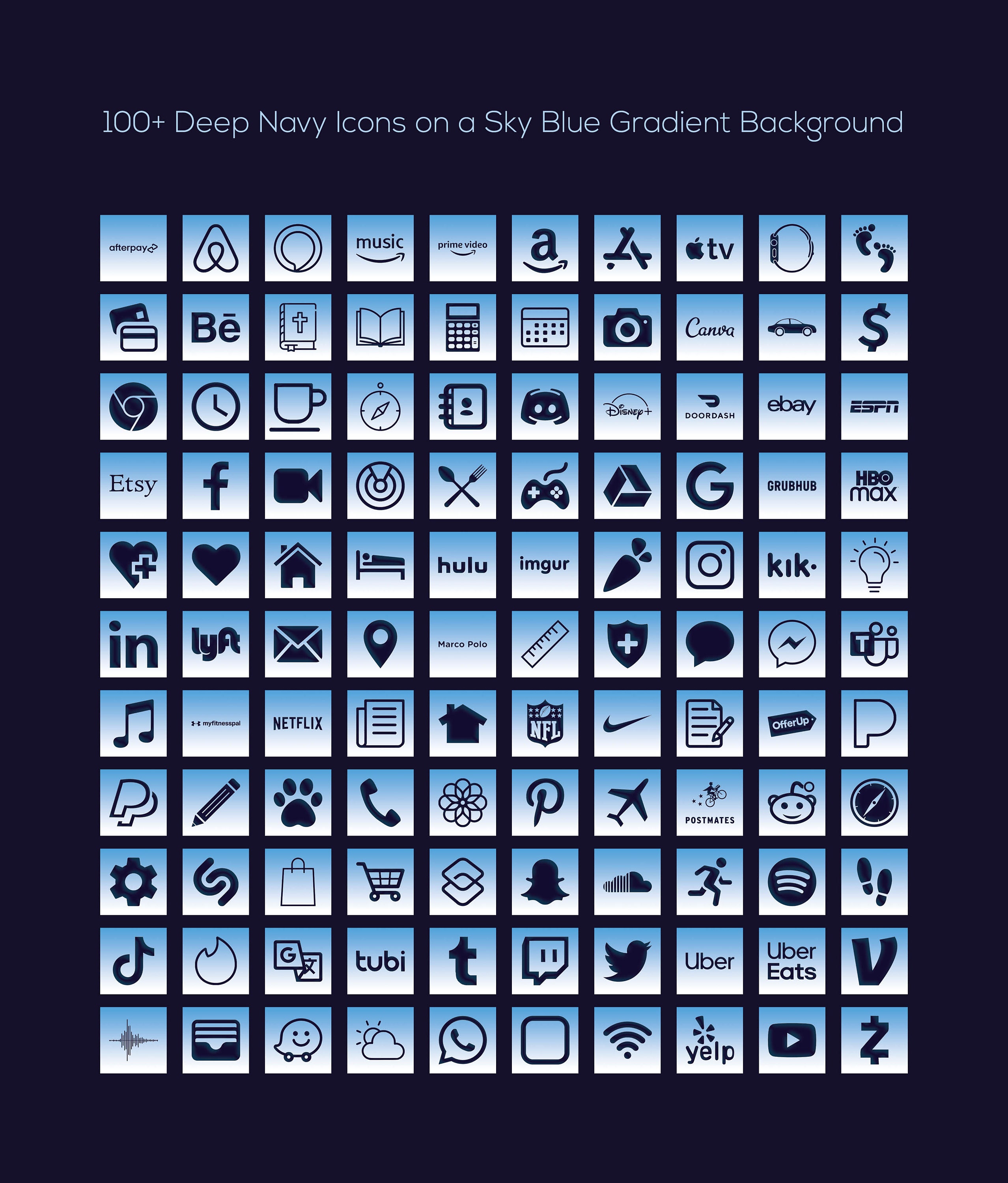 App Icons Sky Blue Gradient - IOS 14 App Covers - IOS 14 Widgets - 100 ...