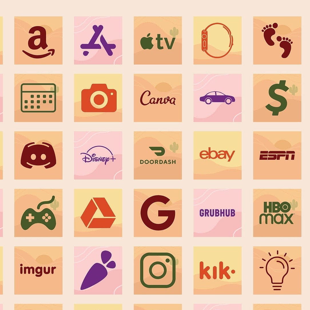 App Icons Desert Boho Aesthetic IOS 14 App Covers IOS 14 Widgets 100 ...