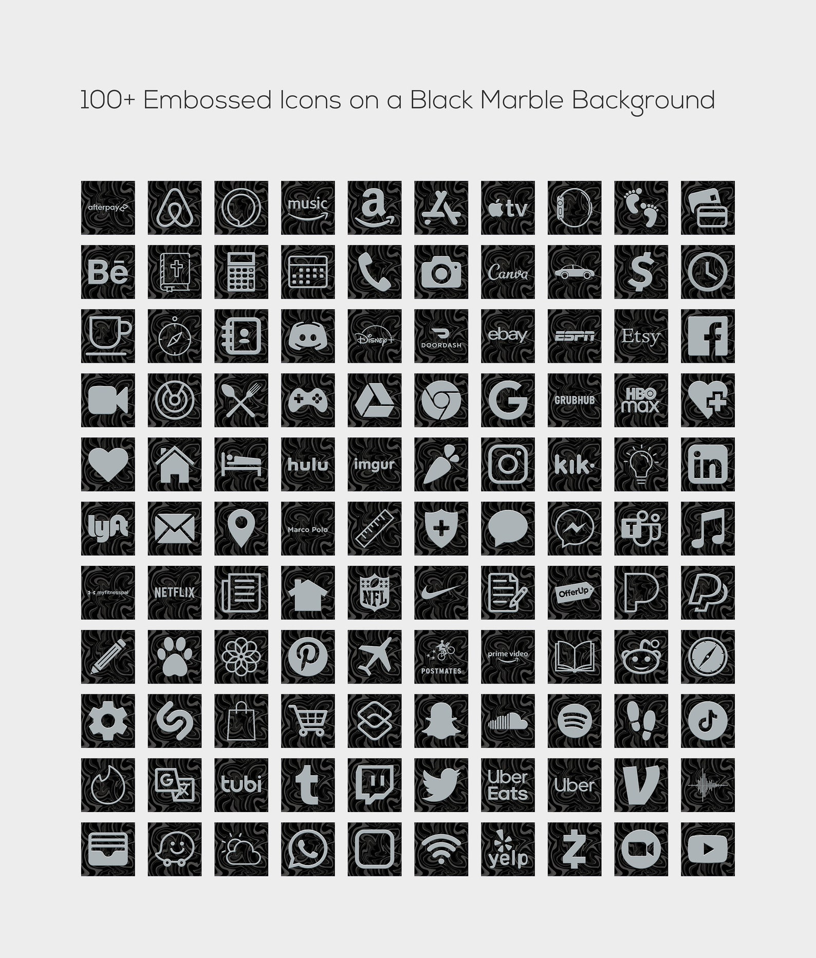 App Icons Black Marble - IOS 14 App Covers - IOS 14 Widgets - 100 ...