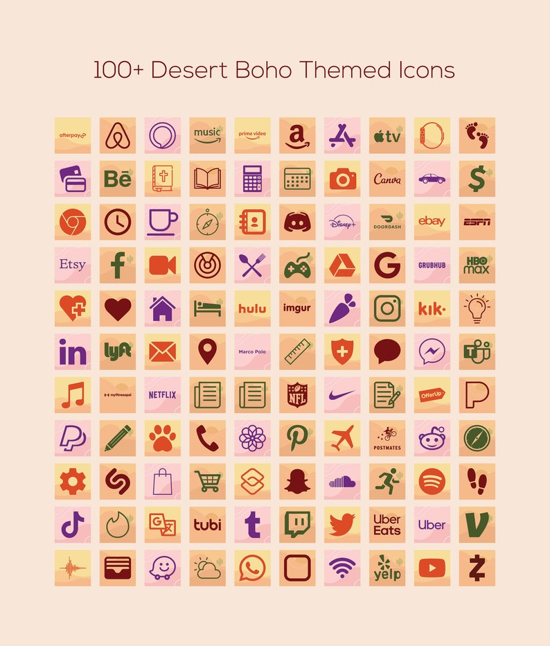 App Icons Desert Boho Aesthetic IOS 14 App Covers IOS 14 Widgets 100 ...