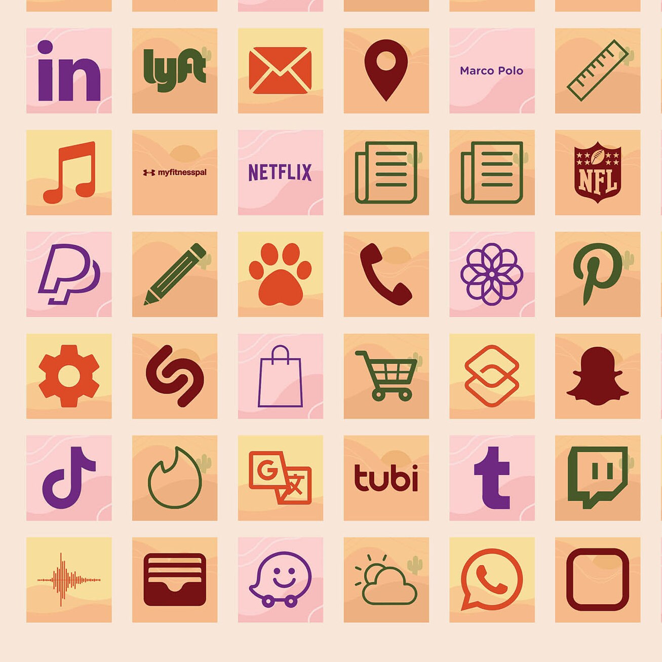 App Icons Desert Boho Aesthetic IOS 14 App Covers IOS 14 Widgets 100 ...