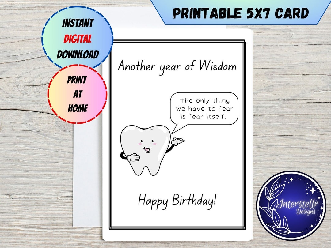 Dentist Birthday Card, Printable Tooth Pun, Dentist Humor, Gift for ...