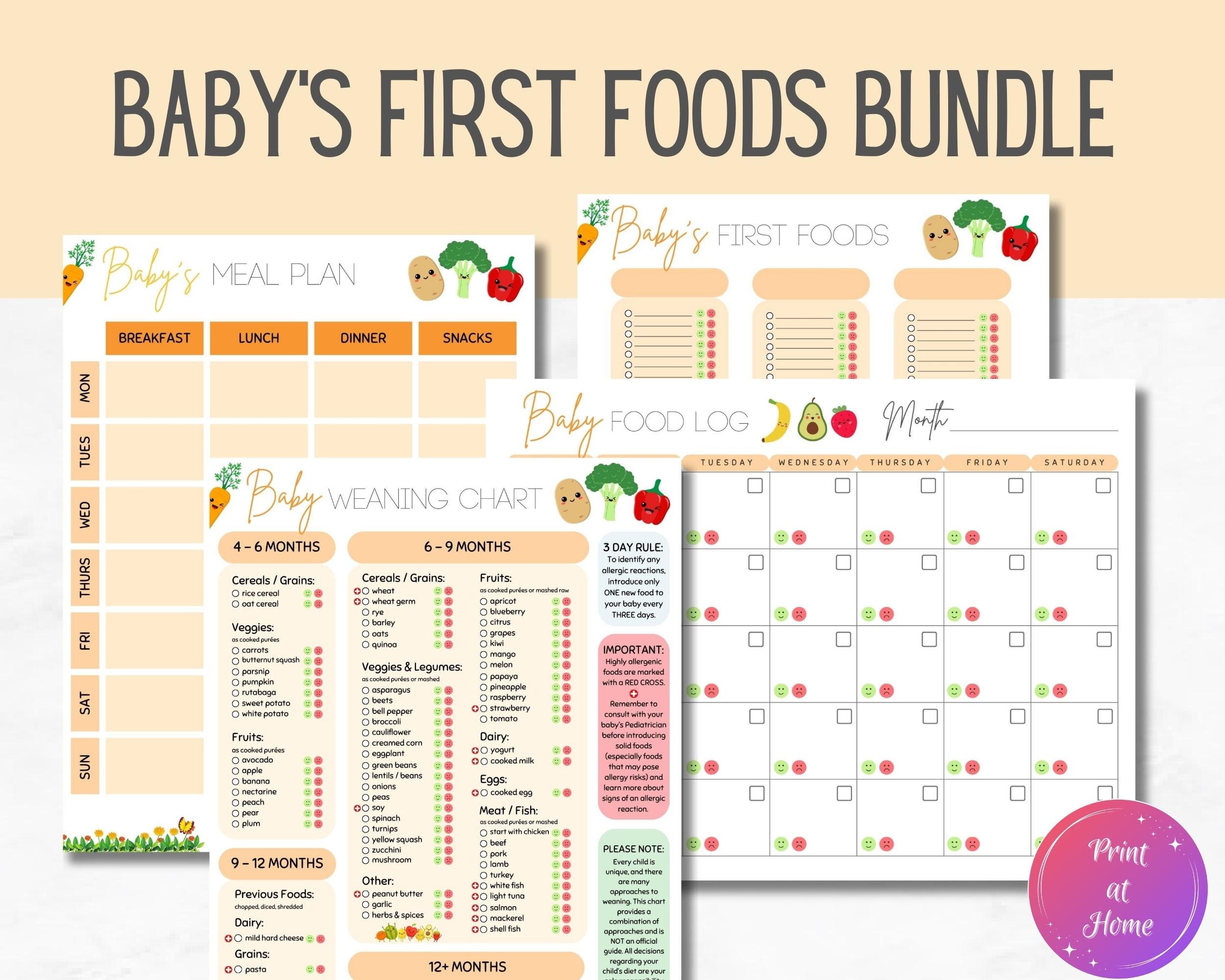 Baby Food Tracker Printable Food Diary Bundle Baby Led - Etsy