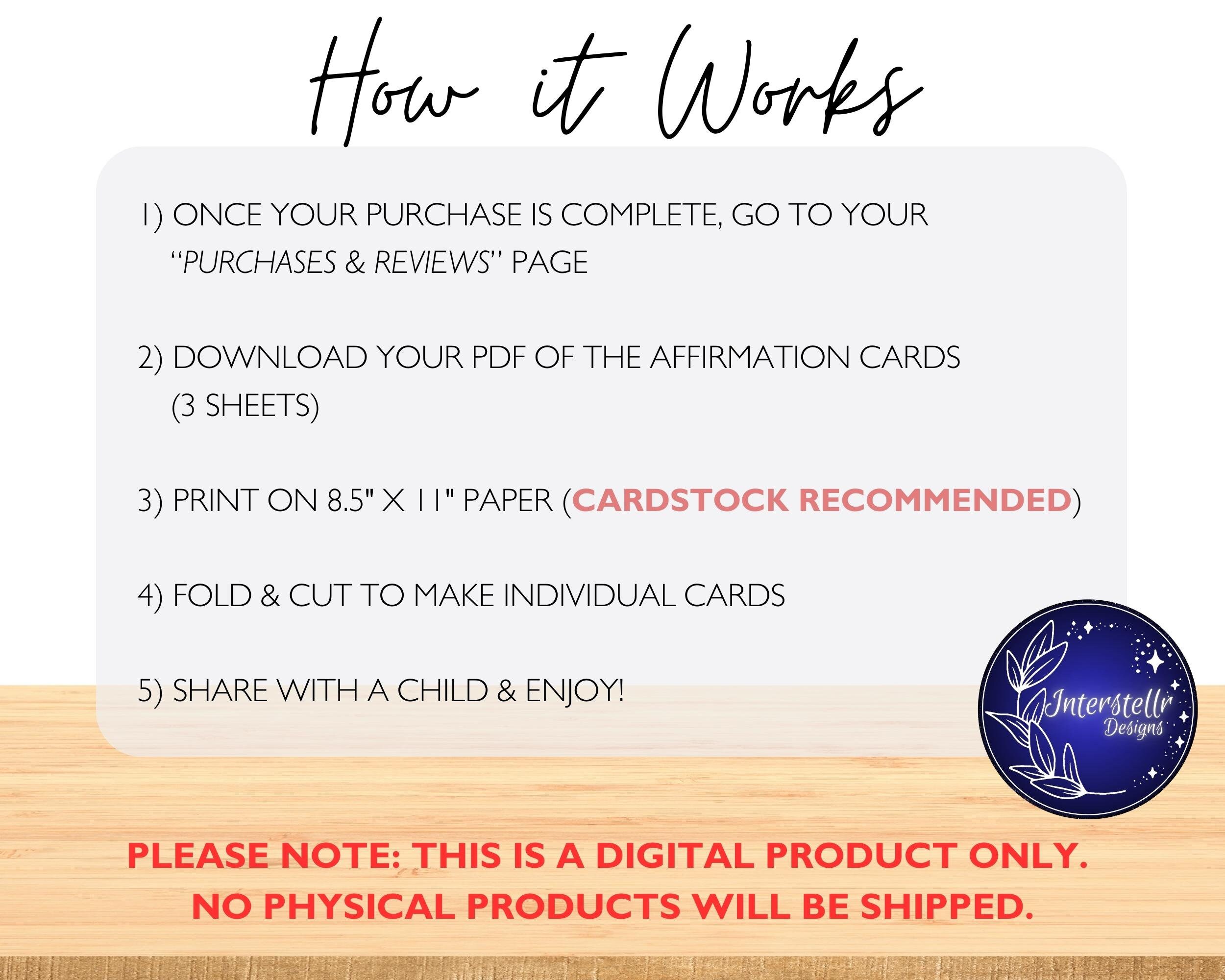 Affirmation Cards Kids, Printable Positive Affirmations Deck, Instant ...