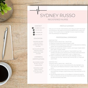 Nursing Resume Template Google Docs, Registered Nurse RN, Canva CV ...