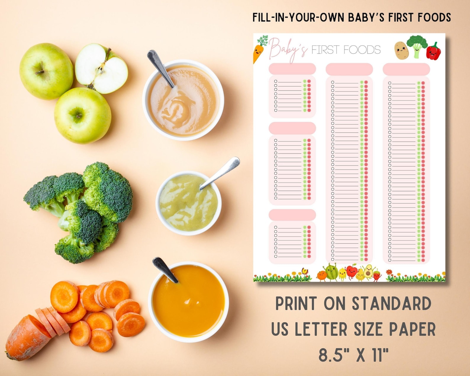 Baby Food Tracker, Printable Food Diary Bundle, Baby Led Weaning, Baby ...